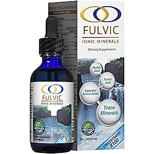 Optimally Organic Water Extracted Fulvic Ionic Minerals X100 - Fulvic Acid - Humic Acid - 77 Trace Minerals - Amino Acids - Electrolytes - 2 Month Supply - Increase Energy & Metabolism