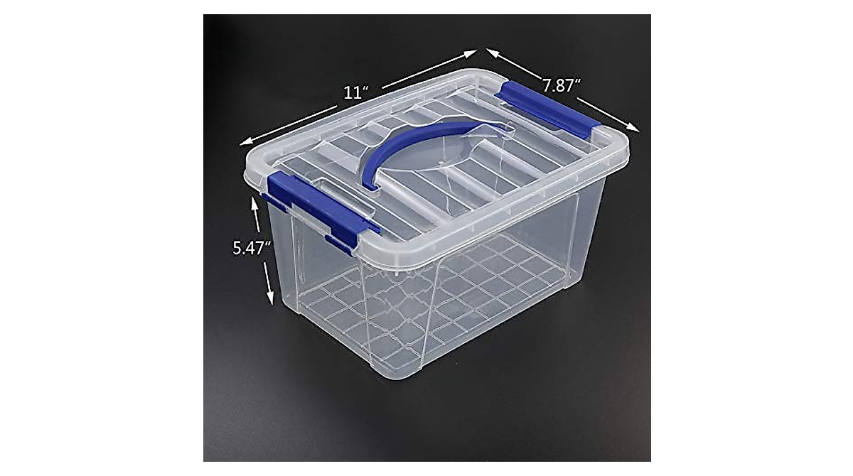 EudokkyNA 6L Clear Storage Boxes with Handles - Set of 6