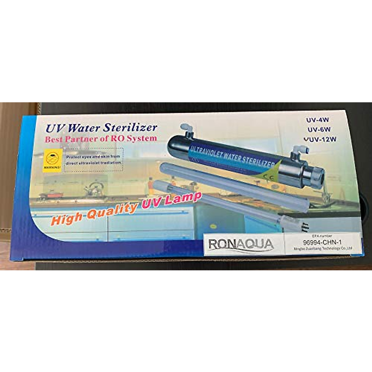 Ultraviolet Light Water Purifier Reverse Osmosis UV Sterilizer 12W, 1GPM