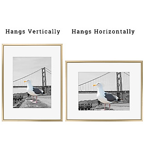 Frametory, 16x20 Metal Picture Frame with Mat for 11x14 Picture & Real Glass, Aluminum Photo Frame Collection (Gold, 2 Pack)