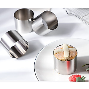 Cake Rings 6 Packs 2.4 x 2 inch Stainless Steel Nonstick Tart Ring Round Ring Molds Mousse Dessert Rings Tart Molds for Baking (6 x tall)