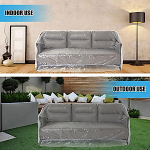 HERSENT 96 x 42 x 62 Inch Plastic Furniture Covers for Moving, Couch Cover for Sofa, Thick Clear Sofa Moving Cover, Waterproof Moving and Storage Bag