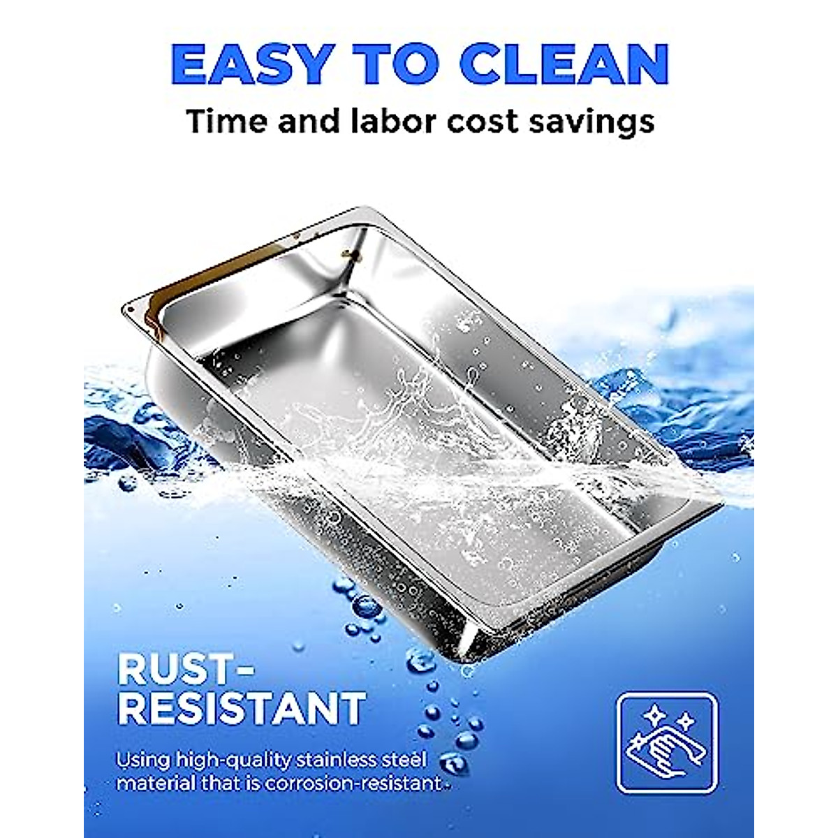 WantJoin Full Size Steam Table Pans, 6-Pack 2.5 Inch Deep Restaurant Steam Table Pans Commercial, Hotel Pan Made of 201 Gauge Stainless Steel