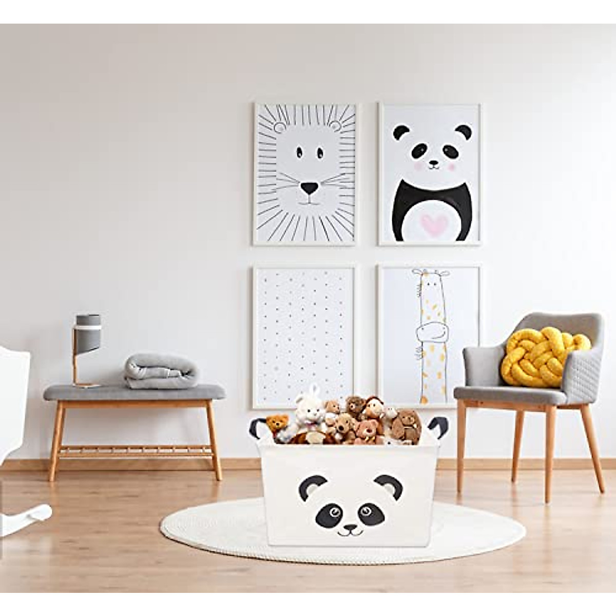 TIBAOLOVER Rectangular Kids Storage Basket Gift Basket Baby Storage Basket Cute Kids Toy Storage Bin Organizer Shelf Book Basket Room Decor(PANDA)