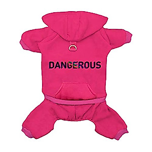Izefia Dog Hoodie Dog Hoodies with Pocket Clothes 4 Legs Jumpsuit Fleece Sweater Winter Sweat Shirt Warm Cotton Dog Hoodie for Small Dog Medium Large Dog Cat Magenta M