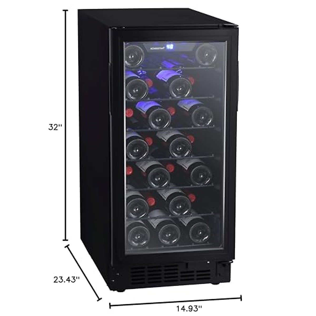 EdgeStar BWR301BL 15 Inch Wide 30 Bottle Built-In Wine Cooler with Slim Design