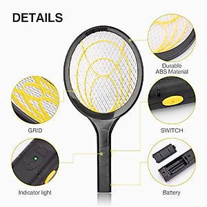 mafiti Electric Fly Swatter Fly Killer Mosquito Zapper Bug Zapper Racket for Indoor Outdoor 2AA Batteries not Included