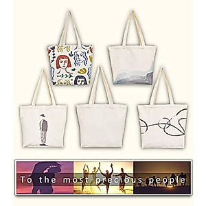 PN.HCNMTFB Canvas Tote Bag, 1 Inner Pockets, with Zipper, Stylish and Durable, Lightweight, Natural Cotton Grocery Shopping Cloth Bag, Perfect for Gifts, Work, School, Travel, Off-White