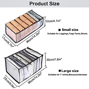 Wardrobe Clothes Organizer,AmasSmile 7 grids Washable Clear Mesh Closet Organizers and Storage Bins Drawer Dividers for Yoga Pants,Underwear, Scarves, Leggings, T-shirts(2PCS WHITE)