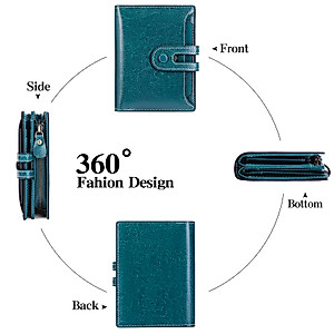 GOIACII Leather Wallets for Women RFID Blocking Zip Around Coin Purse Small