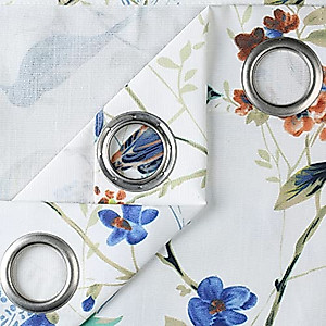 Leeva Delicate Blue Birds Window Curtains for Bedroom Dining Room, Grommet Top Crafted Printed Garden Windows Treatment Panels Set for Dorm, Set of 2 Pieces, 52x96