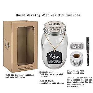 Top Shelf House Warming Wish Jar Kit with 100 Tickets and Decorative Lid