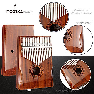 MOOZICA 17-Key EQ Kalimba, Solid Koa Wood Electric Kalimba Thumb Piano With Built-in Pickup and Professional Kalimba Case (K17K-EQ)
