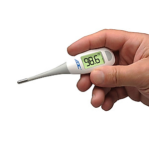 ADC Fast Read Digital Thermometer, Flexible Tip and Large Quick Read LCD Display with Color-coded Backlighting , White - 418N