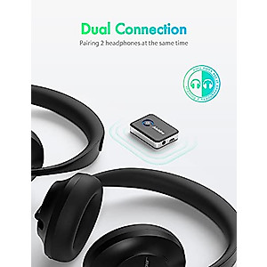 Aisidra Bluetooth Transmitter Receiver V5.0 Bluetooth Adapter for Audio, 2-in-1 Bluetooth AUX Adapter for TV/Car/PC/MP3 Player/Home Theater/Switch, Low Latency, Pairs 2 Devices Simultaneously