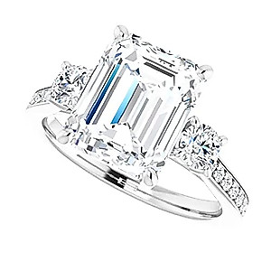 925 Silver, 10K/14K/18K Solid Gold Moissanite Engagement Ring, 3.5 CT Emerald Cut Handmade Solitaire Ring Diamond Wedding Ring for Women/Her, Anniversary Propose Gift, VVS1 Colorless