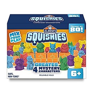 Elmer’s Squishies Kids’ Activity Kit, DIY Squishy Toy Kit Creates 4 Mystery Characters, 24 Piece Kit