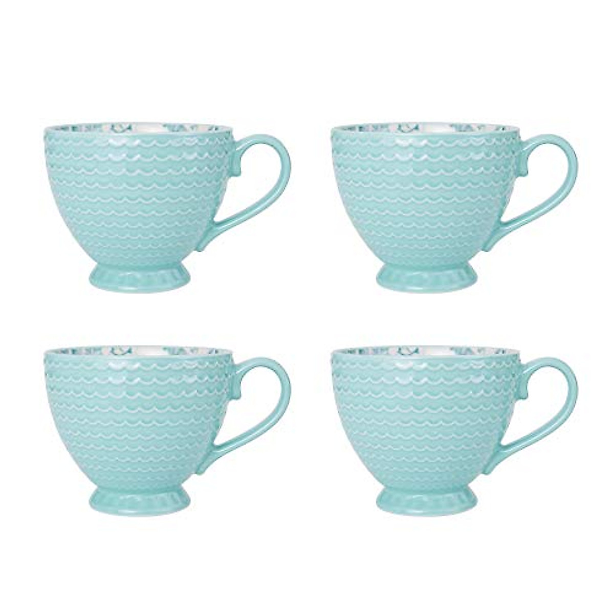 Pfaltzgraff Venice 16-Piece Stoneware Dinnerware Set, Service for 4, Aqua/White -