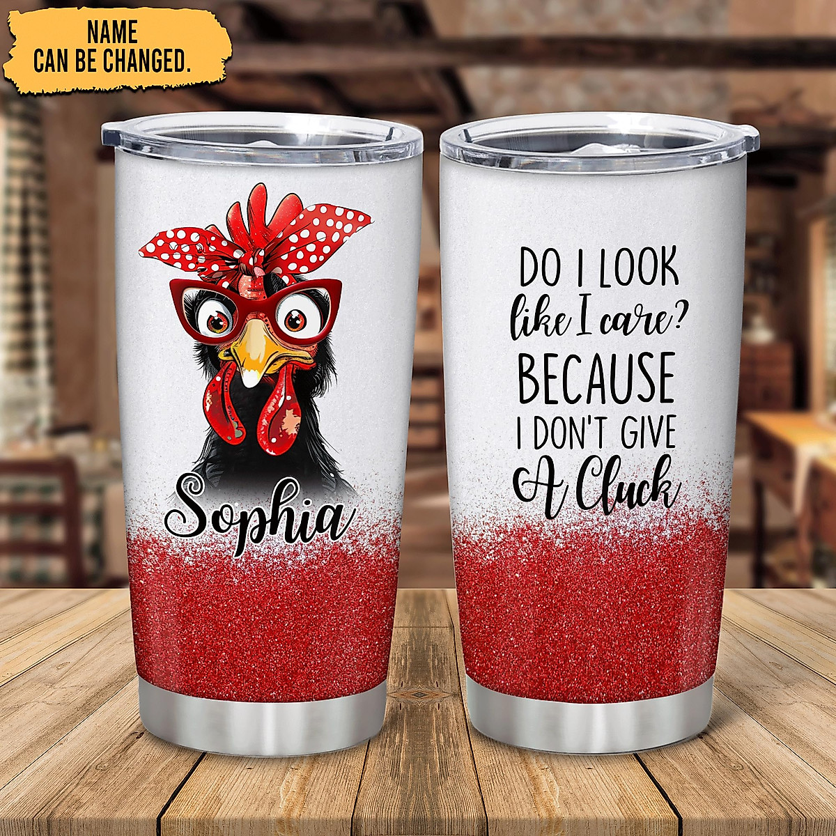 Hyturtle Personalized Funny Sarcastic Chicken Gifts for Chicken Lover Farmer Animal Lover Men Women Friend - Birthday Christmas - Funny Rooster Chicken Custom Name 20oz Stainless Steel Tumbler