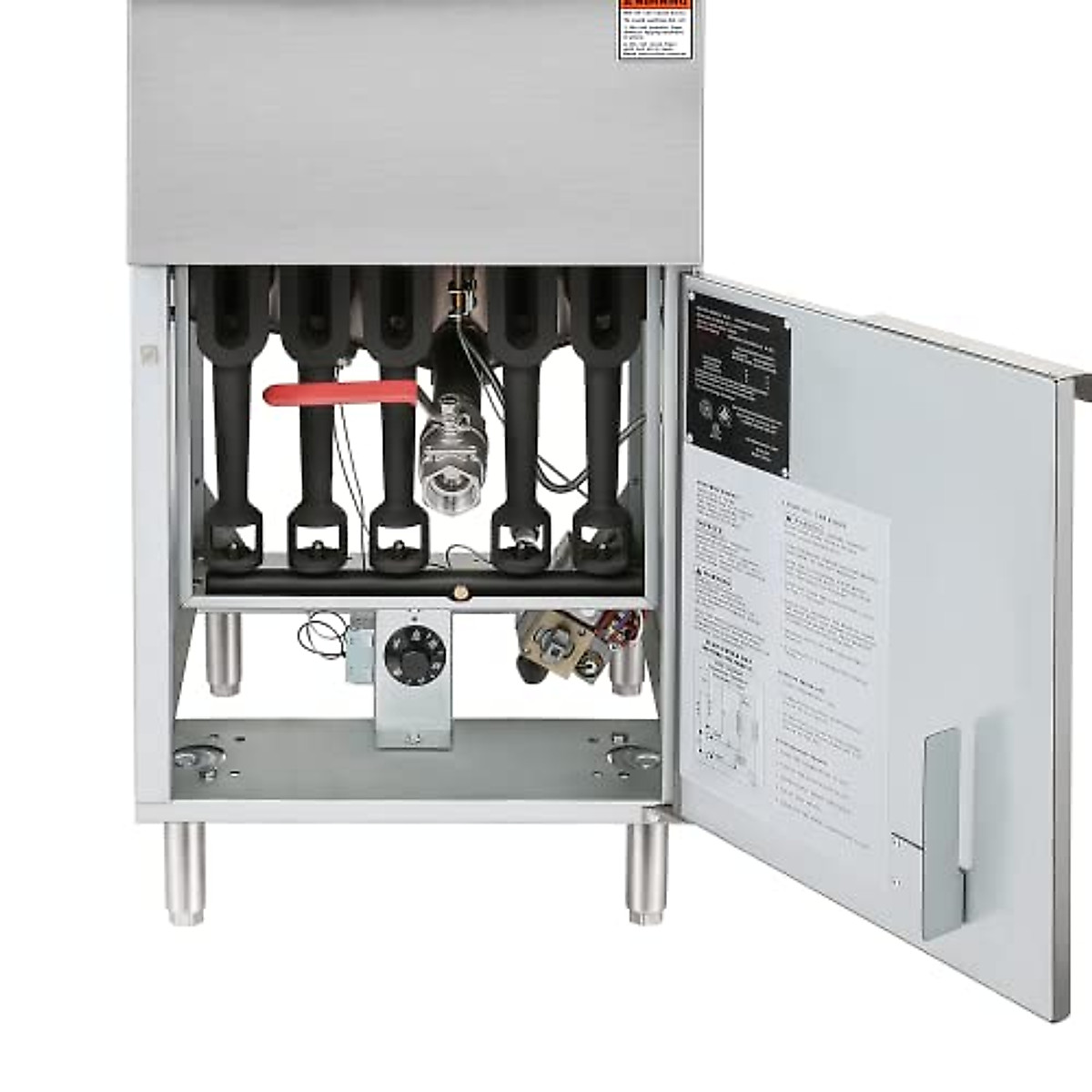 HIPOPLLER Gas Floor Fryer, 5 Tube Natural Gas Stainless Steel Fryer w/Single Drain Temperature Control for Restaurant 150000BTU