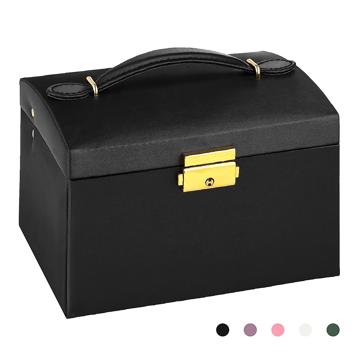 Jewelry Box for Girls Women, Jewelry Organizer Box 3 Layer with PU Leather, Travel Jewelry Case with Mirror,Jewelry Storage for Earrings Rings Bracelets Necklaces,Gifts idea for Women Girls Mom