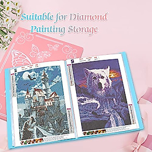 ZYNERY 2 Pack A3 Diamond Painting Storage Book, 60 Pages Art Portfolio Diamond Art Storage Large Art Folder - Suitable for 12x16 inch Diamond Painting (Pink + Blue)