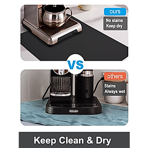 AiBOB Coffee Mat, Hide Stain Absorbent Coffee Bar Mats Fit Under Coffee Maker Espresso Machine, Rubber Backed Dish Drying Mat for Kitchen Countertops