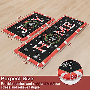 Christmas Joy Winter Snowflake Kitchen Floor Mat, Cushioned Anti Fatigue Kitchen Rug Waterproof Non Slip Comfort Foam Standing Mat for Kitchen Office Sink Laundry 17x30+17x47inch