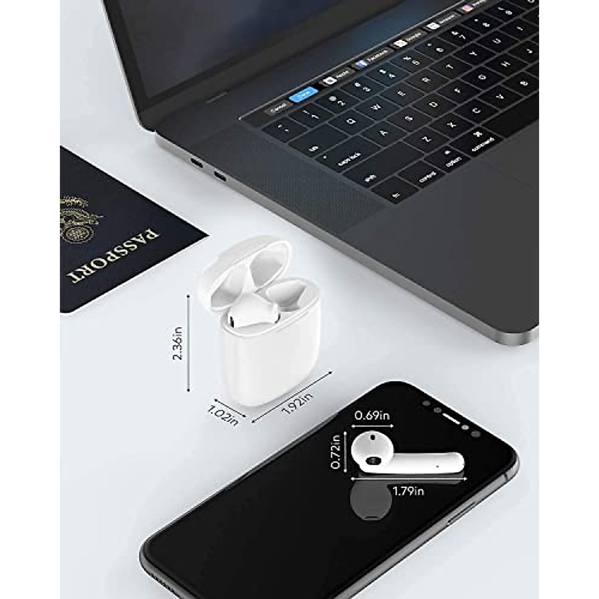 Wireless Earbuds Bluetooth, 5.2 Headphones,Noise Cancellation ,30H Playtime Pop-ups Auto Pairing in-Ear Hi-Fi Stereo Sound Mic IPX7 Waterproof Headset for iPhone/Samsung/iOS/Android