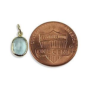 Sky Blue Topaz Charm 8x6 Handmade In 14k Yellow Gold