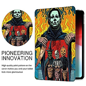 Cool Tablet Case for Samsung Galaxy Tab S6 Lite Case 10.4 Inch,Horror Movie Pattern Halloween Design Cases for Women Men, PU Leather Folio Xmas Back Cover Funda for Samsung Tab S6 Lite 2022/2020, Fire