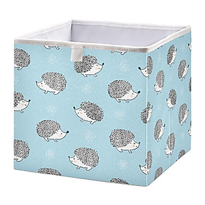 Emelivor Cute Hedgehogs Cube Storage Bin Fabric Storage Cubes Foldable Storage Box Large Closet Organizers Baskets Containers for Shelves Closet Living Room Cloth Decorative,11 x 11inch