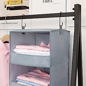 DonYeco 3-Shelf Hanging Closet Organizers and Storage, Collapsible Closet Storage Organizer, for RV Wardrobe Camp, Hanging Organizer for Shoes Toys Baby Clothes