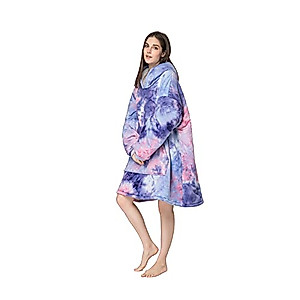 YLTNEUQER Oversized Wearable Blanket Hoodie, Super Warm and Cozy Giant Hoodie Blanket for women and men, One Size Fits All (Pink Purple)