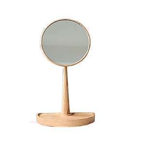 DYPASA Vanity Mirror (Black Walnut) Desktop Makeup Mirror Desktop Makeup Mirror Countertop HD Makeup Mirror Bedroom Desktop Beauty Mirror Household Cosmetic Mirror (Color : 1)