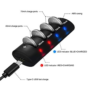 LIR2032 Rechargeable Battery Charger with High Capacity 3.7V 70mA 4pcs Button Batteries Can Replace Coin Cell Lithium ML2032