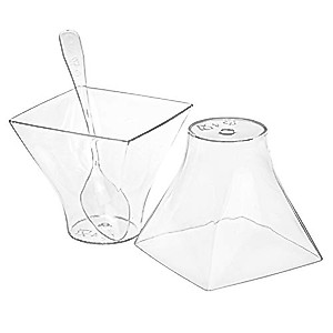 Hedume 100 Pack 2oz Plastic Dessert Cups with Dessert Spoons, Mini Dessert Cups for Chocolate Desserts, Appetizers, Dessert Samplers, Event and Party