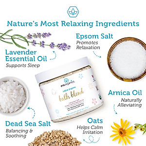 Era Organics Epsom Salt Lavender Bath Salt Blend - Organic Bath Salts to Soothe Aches - Pregnancy Bath Soak and Bath Salts for Women Relaxing - Dead Sea Salt and Epsom Salts for Soaking