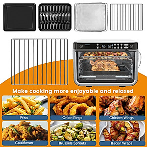 Air Fryer Wire Rack for Ninja Foodi 10 in 1 DT201 DT251 Digital Convection Toaster Oven, 14.4''*11.4'' Stainless Steel Air Fryer Accessories Roasting Steamer Grill Racks Baking Tray Rack