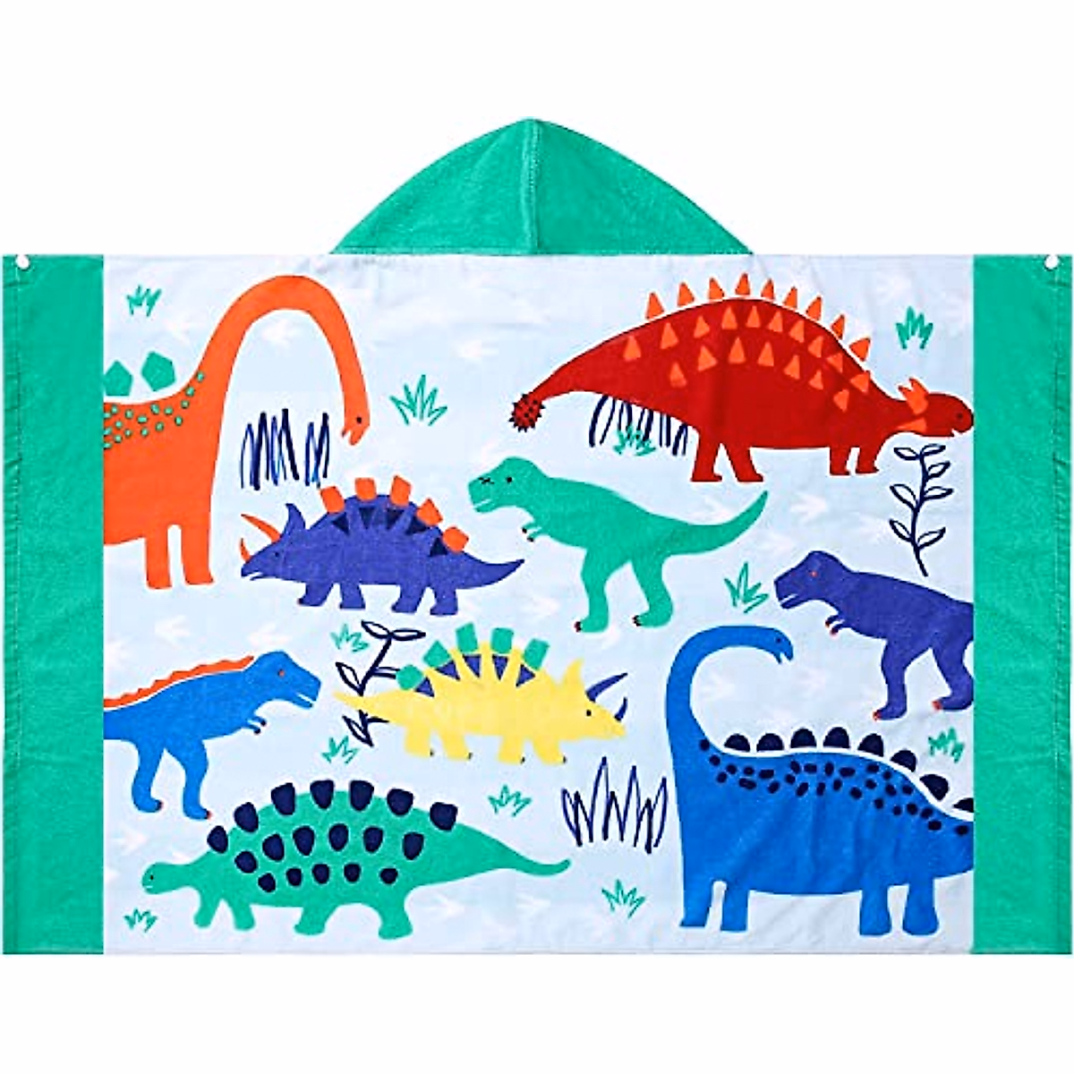 Prozebii Kids Hooded Beach Bath Towel 100% Cotton Super Soft Boys Girls Childrens Toddlers Swimming/Shower/Beach Towel, Oversize Size 50"x30" Dinosaur Pattern