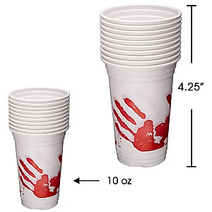 ArtCreativity Blood Print Halloween Party Plastic Cups, Set of 50, 10 oz Halloween Disposable Cups, Halloween Party Supplies and Drinking Decorations, For Juice, Soda, Punch, and More