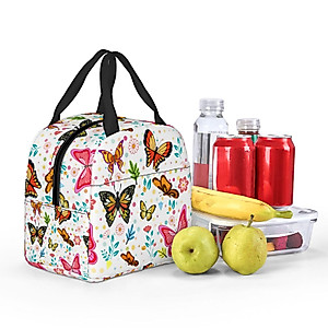 BLUBLU Insulated Lunch Bag for Women, Cooler Tote Reusable Lunch Box Container For Work Office Travel Picnic Butterfly