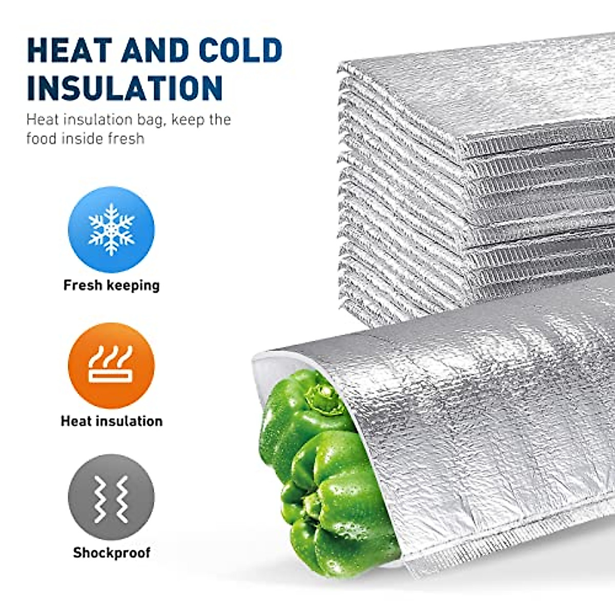 20Pcs Reusable Insulation Bags, 11.8x7.8inch - Thermal Box Liners, Metalized Box Liners for Lunch Box Shopping Bag Insulation Lining Waterproof Insulation Package