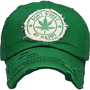 KBVT-1062 KGN Marijuana Leaf MJ Mary Jane Smoking Happy Collection Dad Hat Baseball Cap Polo Style Adjustable Unisex
