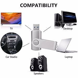 TOPESEL 5 Pack 64GB USB 3.0 Flash Drive Memory Stick Thumb Drives (5 Mixed Colors: Black Blue Green Red Silver)