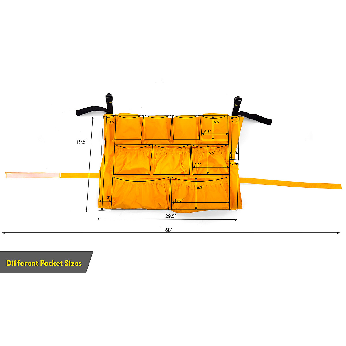 Farag Janitorial Trash Can Caddy Bag | Fits 32-48 Gallon Can | 12 Pockets | Large Round and Square Trash Cans.