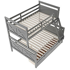 DEYOBED Twin Over Full Wooden Bunk Bed Convertible into 2 Beds with Storage Drawers - Ideal for Kids, Teens, and Adults - Space-Saving and Stylish Bedroom Solution