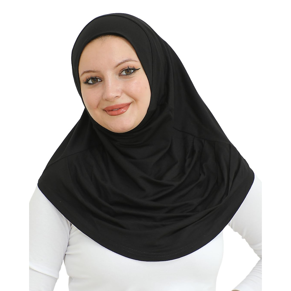 Prien Plain Ready To Wear Hijab for Women, Muslim Instant Turbans, Soft Jersey Scarf, Islamic Clothes, Long Hijabs, Abaya (Black)