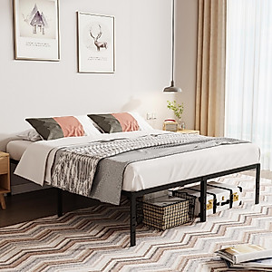 Mavesmog Full Size Bed Frame 18 inch High Metal Platform Heavy Duty Bed Frame Full Sturdy Steel Slat Support Foundation Full Bed Frames, No Box Spring Needed, Under Bed Storage, Easy Assembly