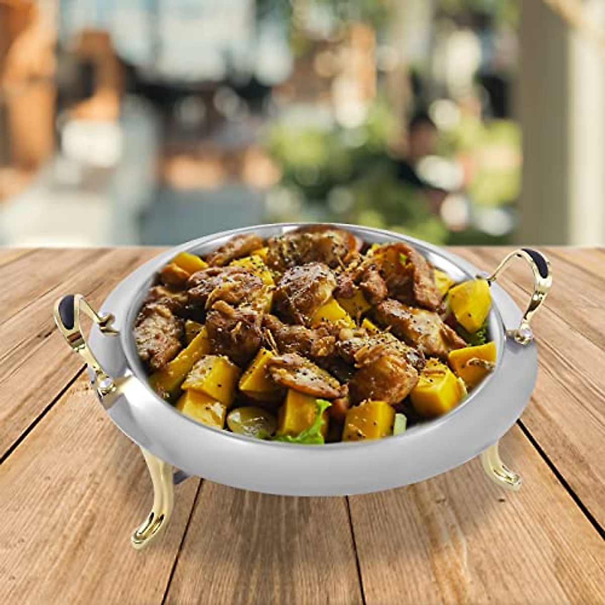 3L/3.17QT Buffet Servers and Warmers, Stainless Steel Circular Chafing Dish Buffet Set with Lid & Chafing Fuel Holder, Catering Buffet Food Warmer for Home Hotels, Buffets, Restaurants